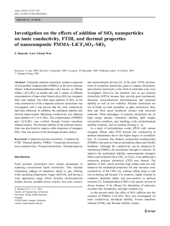 (PDF) Investigation on the effects of addition of SiO2 nanoparticles on ...