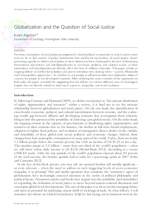 (PDF) Globalization and the Question of Social Justice