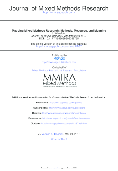(PDF) Mapping Mixed Methods Research: Methods, Measures, and Meaning