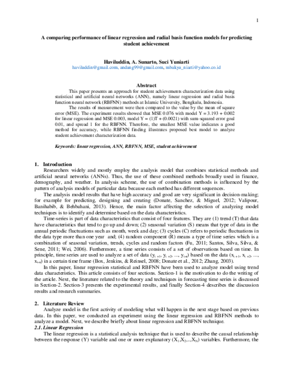 A Comparative Analysis Of Linear Regression And Artificial Neural Networks1