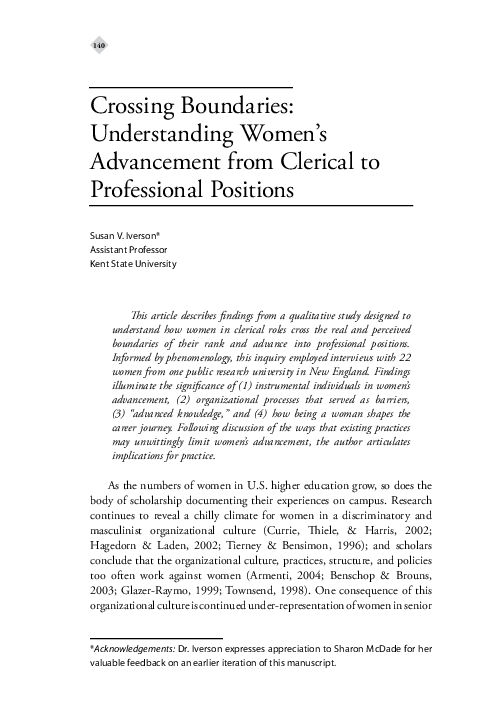 (PDF) Crossing Boundaries: Understanding Women's Advancement from Clerical to Professional Positions