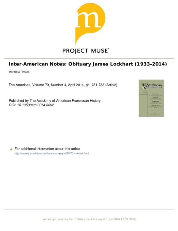 (PDF) Obituary: James Lockhart