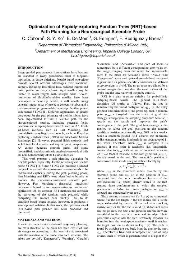 (PDF) Optimization of Rapidly-exploring Random Trees (RRT)-based Path ...