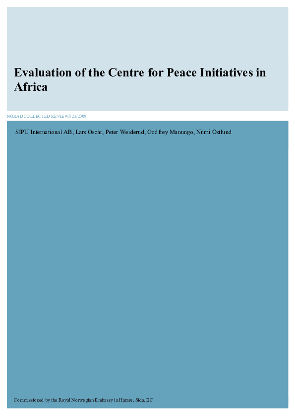 (PDF) Evaluation of the Centre for Peace Initiatives in Africa NORAD ...
