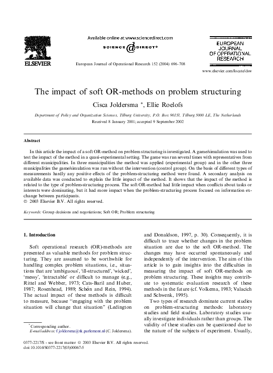 The Impact Of Soft Or Methods On Problem Structuring