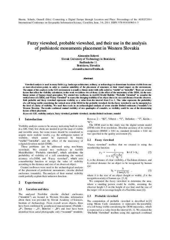 (PDF) Fuzzy viewshed, probable viewshed, and their use in the analysis of prehistoric monuments ...