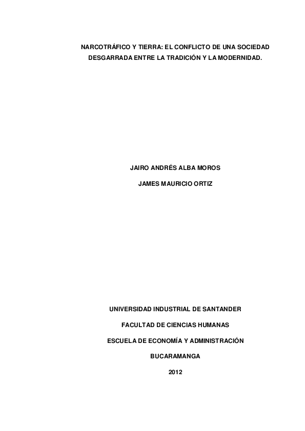 (PDF) NARCOTRÁFICO Y TIERRA: EL CONFLICTO DE UNA SOCIEDAD ENTRE LA ...
