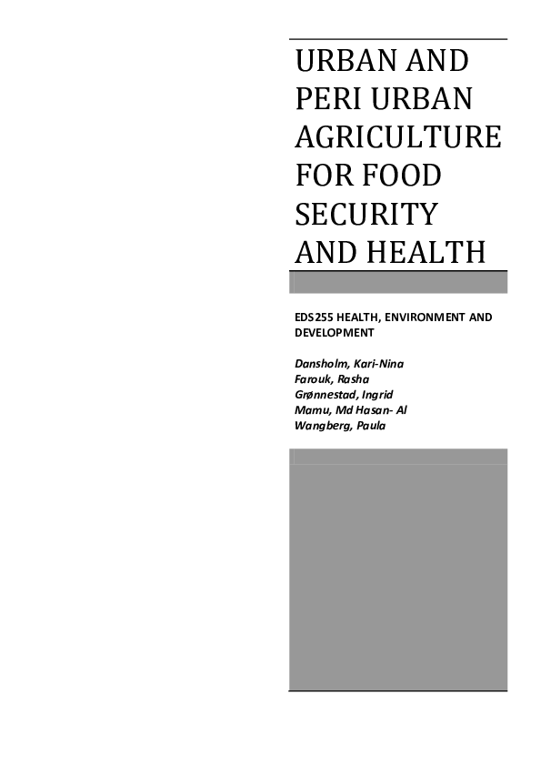 (PDF) Urban and peri urban agriculture for food security and health