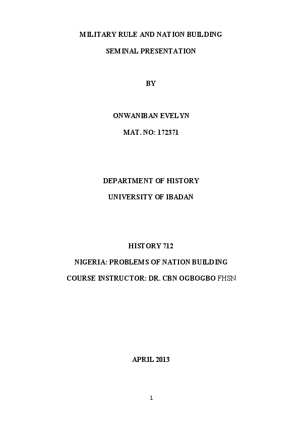 (DOC) MILITARY RULE AND NATION BUILDING IN NIGERIA