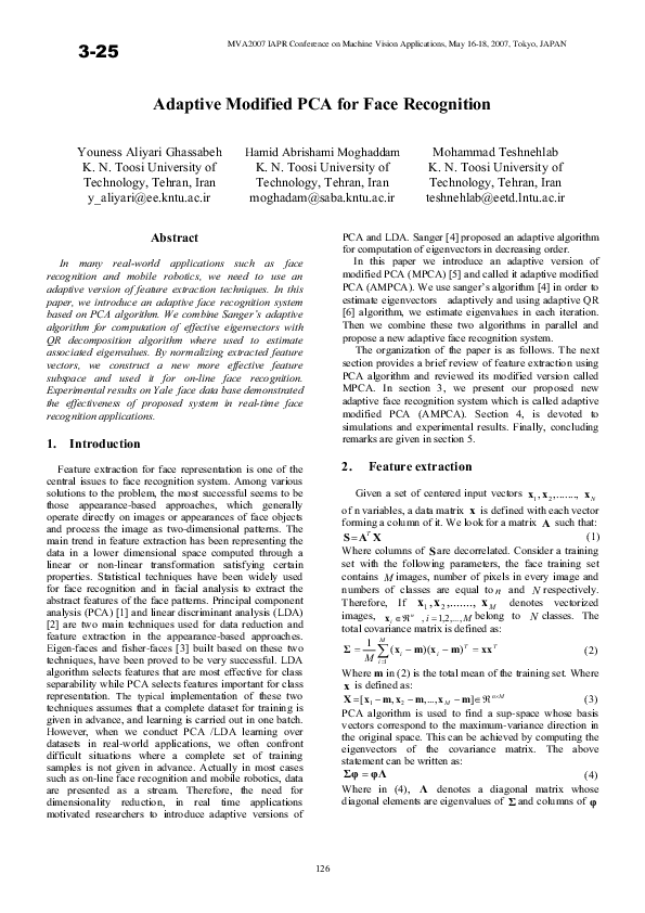 (PDF) Adaptive Modified PCA for Face Recognition