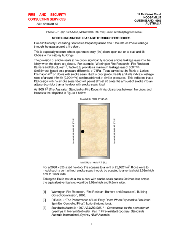 (PDF) Modelling Smoke Leakage Through Fire Doors