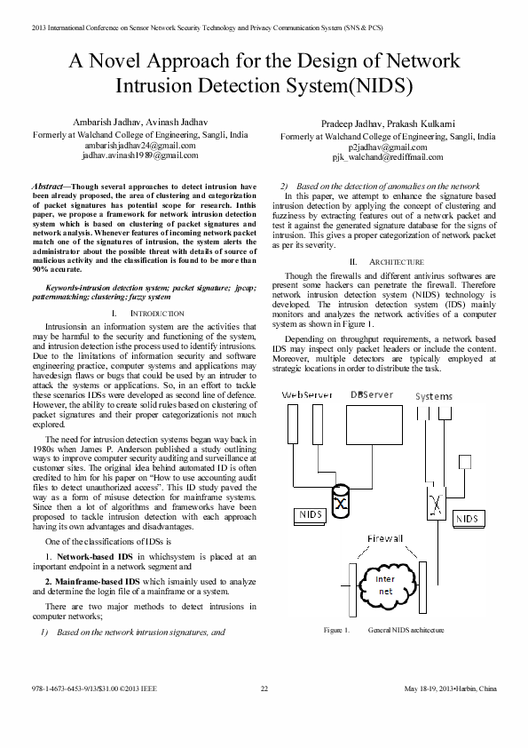 Pdf A Novel Approach For The Design Of Network Intrusion Detection