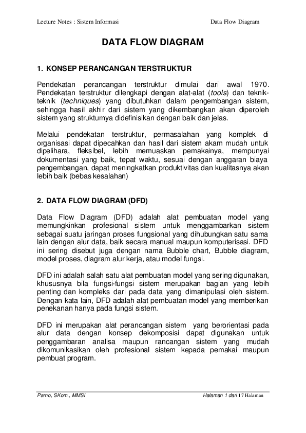 (PDF) Lecture Notes : Sistem Informasi Data Flow Diagram DATA FLOW DIAGRAM