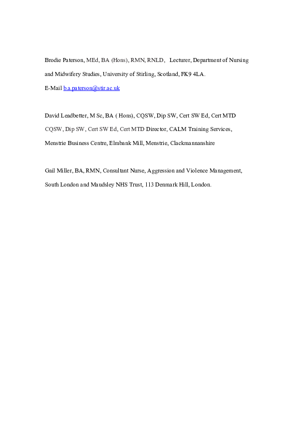 (PDF) David Leadbetter, M Sc, BA ( Hons), CQSW, Dip SW, Cert SW Ed ...