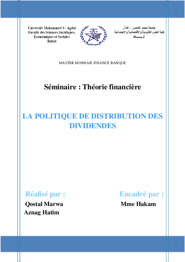 (PDF) politique de distribution des dividendes