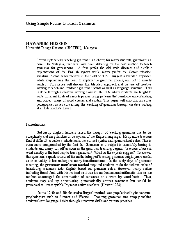 (DOC) Using simple poems to teach grammar