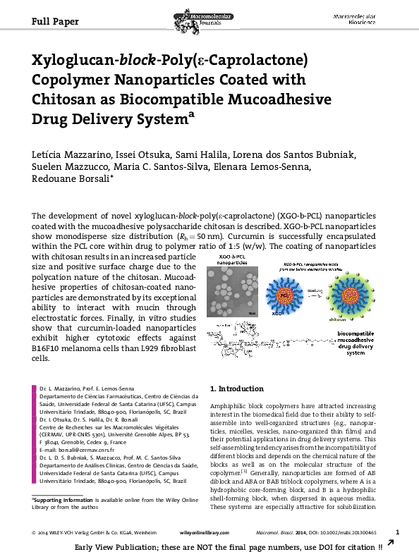 (PDF) Xyloglucan-block-Poly(ϵ-Caprolactone) Copolymer Nanoparticles Coated with Chitosan as ...