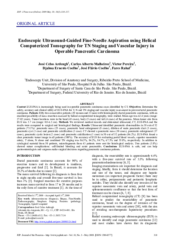 (PDF) Endoscopic Ultrasound-Guided Fine-Needle Aspiration using Helical Computerized Tomography ...