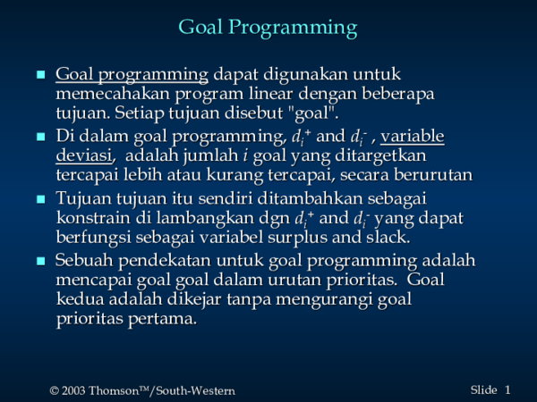 (PPT) Goal-programming