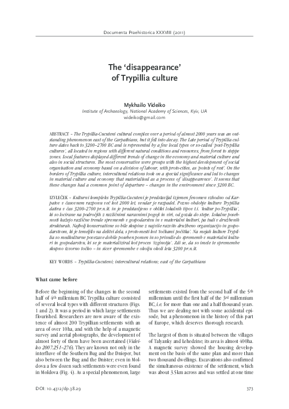 (PDF) The 'disappearance' of Trypillia culture