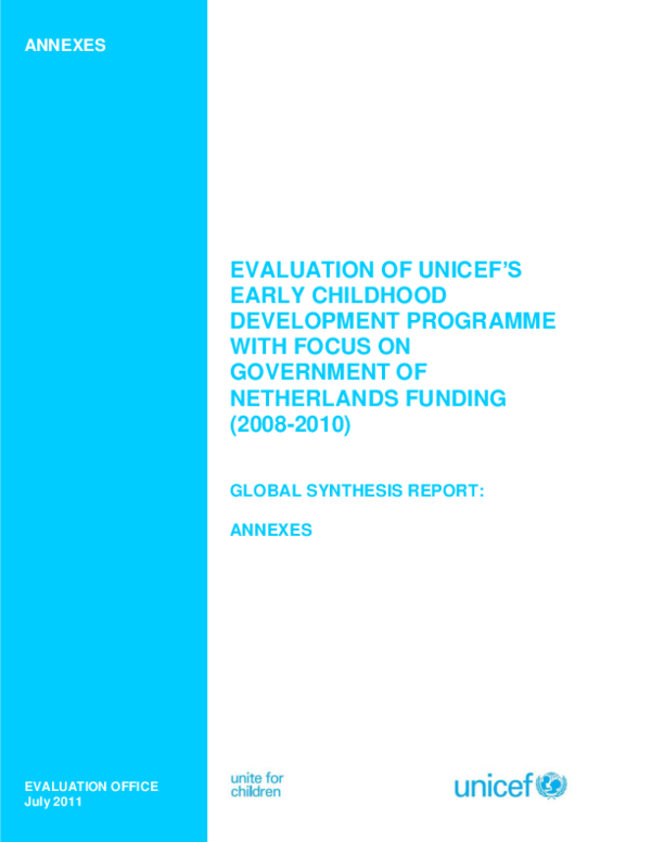 (PDF) Evaluation of UNICEF's Early Childhood Development Programme with ...