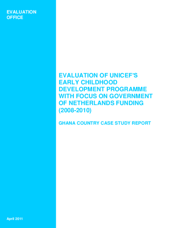 (PDF) Evaluation of UNICEF's Early Childhood Development Programme with ...