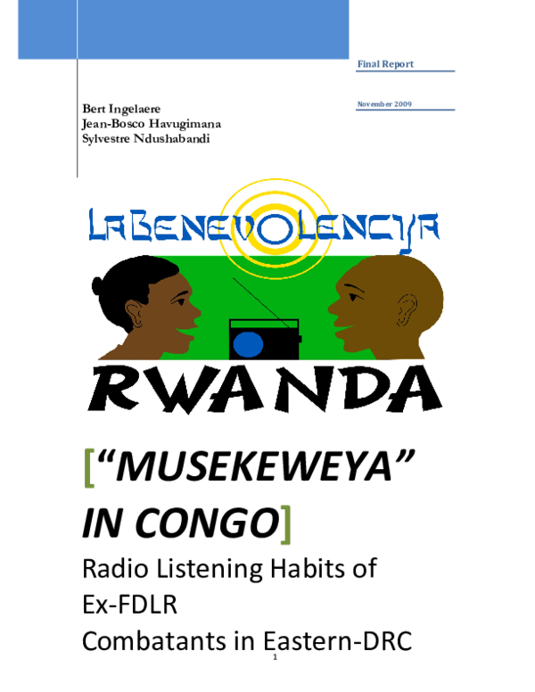 (PDF) Musekeweya” in Congo. Radio listening habits of FDLR combatants ...
