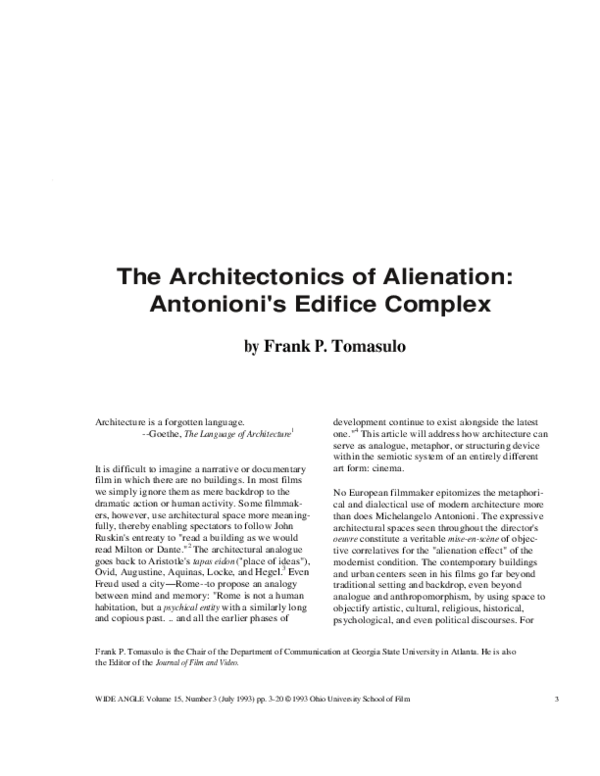 (PDF) The Architectonics of Alienation: Antonioni's Edifice Complex