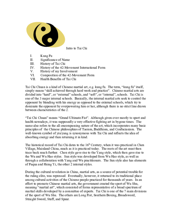 (DOC) Tai Chi: Introduction