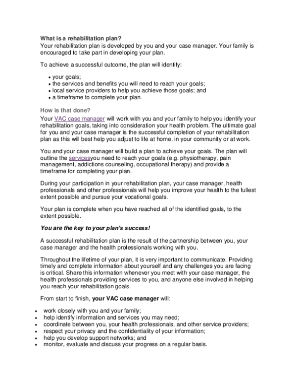 (DOC) What is a rehabilitation plan