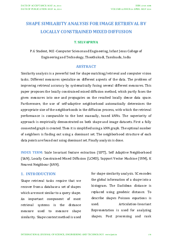 Pdf Shape Similarity Analysis For Image Retrieval By Locally Constrained Mixed Diffusion