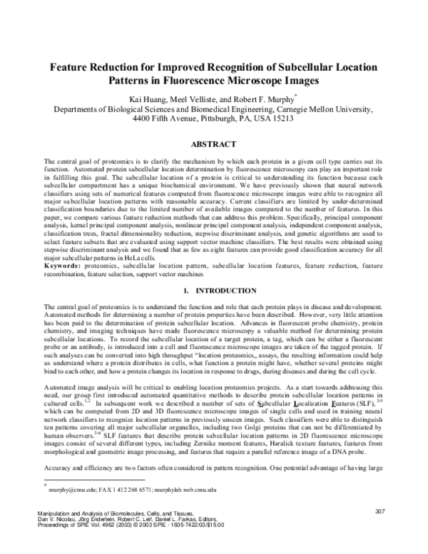 (PDF) Feature reduction for improved recognition of subcellular location patterns in ...