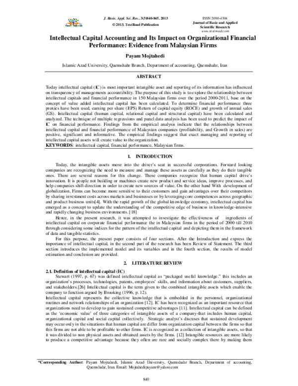 (PDF) Impact of Intellectual Capital on Financial Performance of Organizations : A Case Study ...