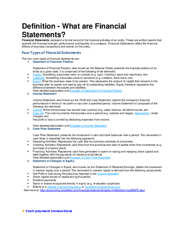 (DOC) Definition -What are Financial Statements