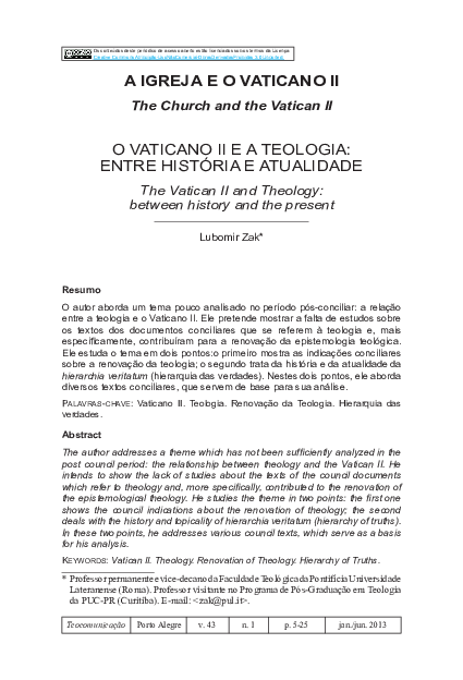 (PDF) The Vatican II and Theology: between history and the present - O ...