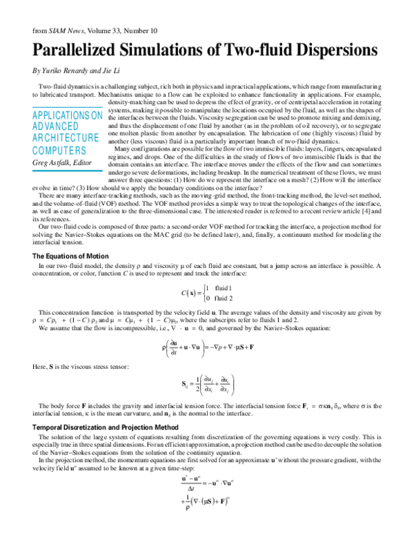 (PDF) Parallelized Simulations of Two-fluid Dispersions