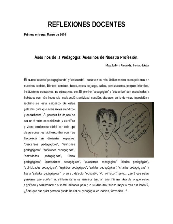 (PDF) REFLEXIONES DOCENTES Primera entrega: Marzo de 2014