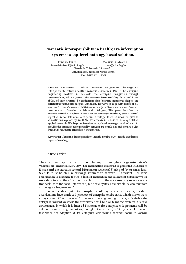 (PDF) Semantic interoperability in healthcare information systems: a top-level ontology based ...