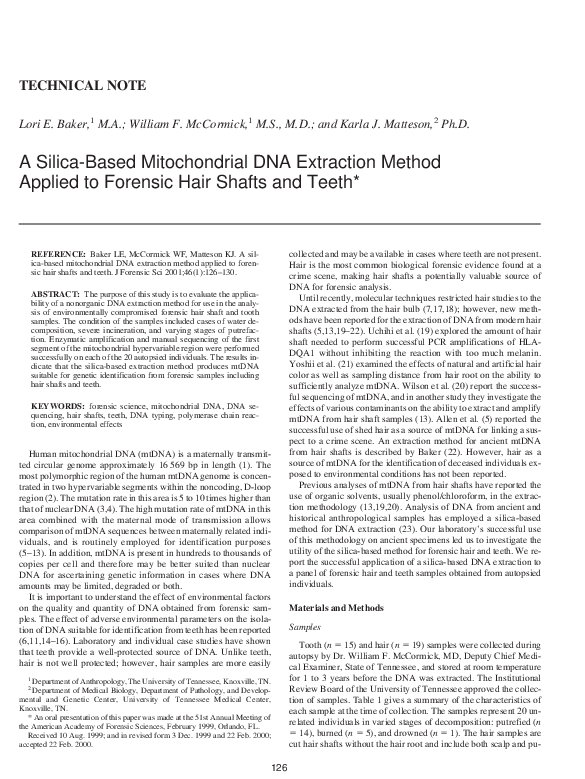 (PDF) A Silica-Based Mitochondrial DNA Extraction Method Applied to ...