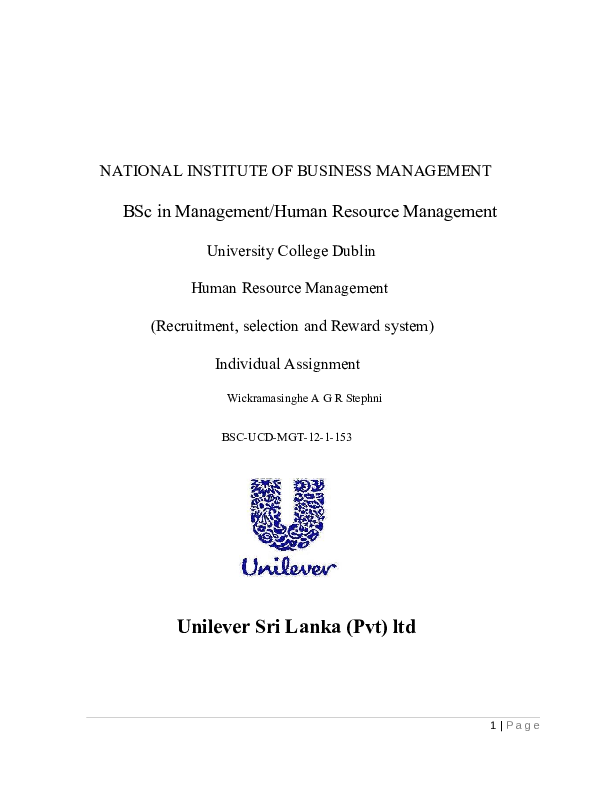 (DOC) NATIONAL INSTITUTE OF BUSINESS MANAGEMENT BSc in Management/Human ...