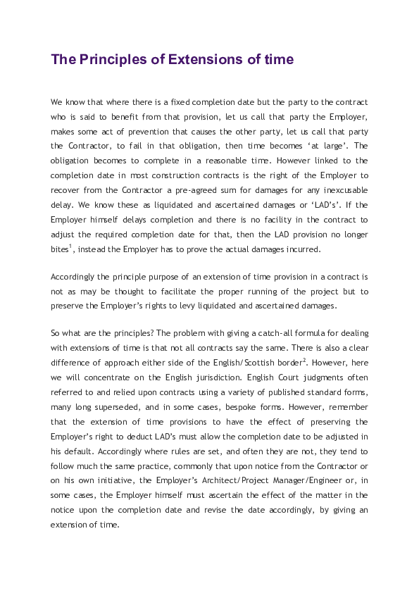 (DOC) The Principles of Extensions of time