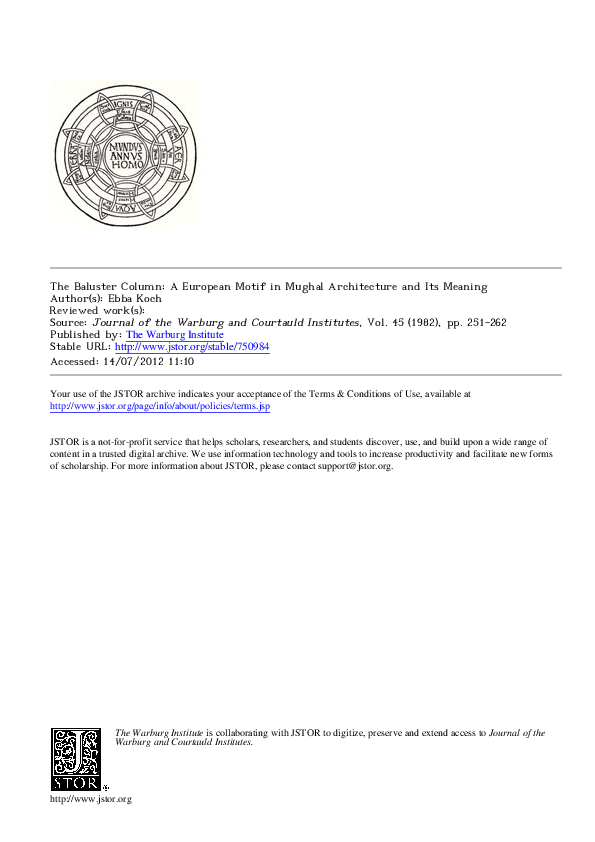 (PDF) The Baluster Column: A European Motif in Mughal Architecture and ...