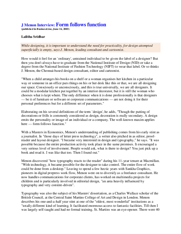 (DOC) Form Follows Function