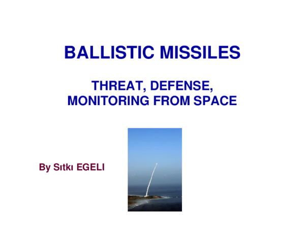 (PDF) Ballistic Missiles: Monitoring from Space