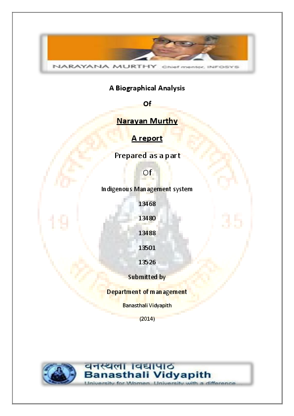 (DOC) A Biographical Analysis Of Narayan Murthy