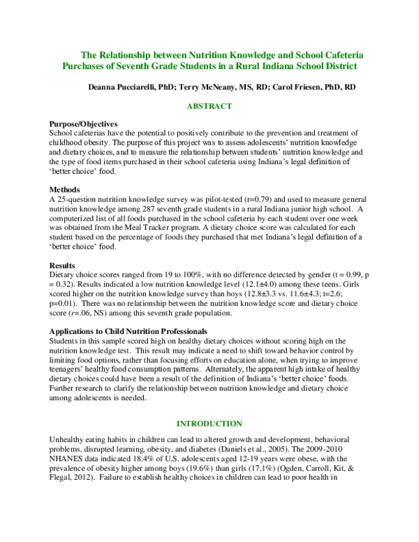 (PDF) School Nutrition