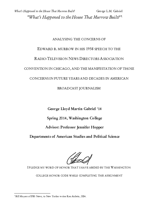 (PDF) What's Happened to the House That Murrow Built? Analyzing the ...