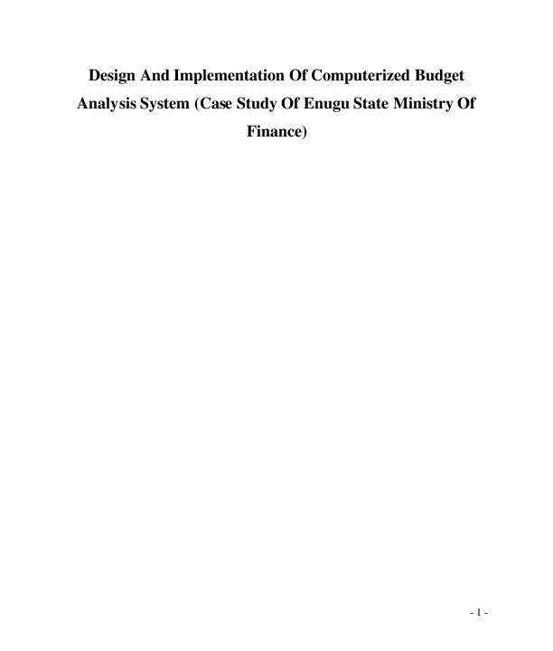 (DOC) Design And Implementation Of Computerized Budget Analysis System (Case Study Of Enugu ...