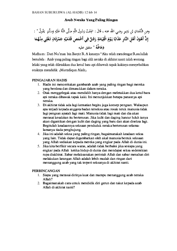 (PDF) Azab neraka yang paling ringan