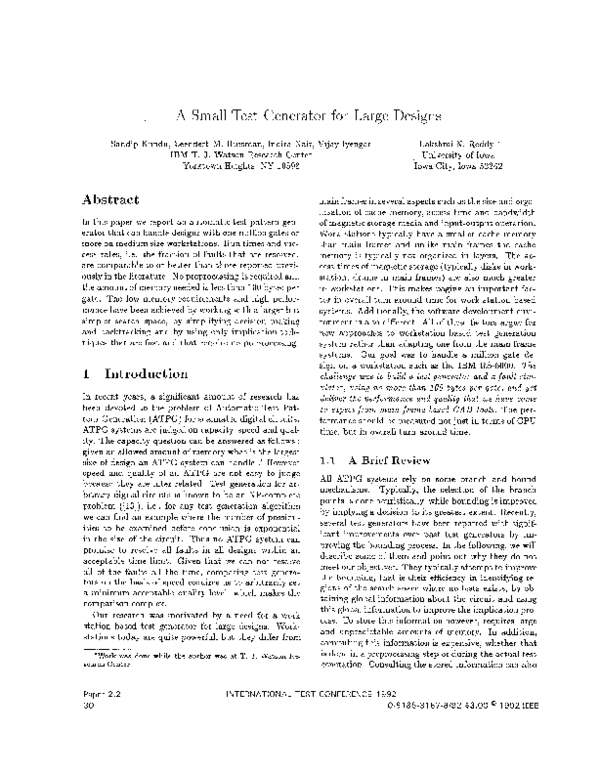 (PDF) A Small Test Generator for Large Designs
